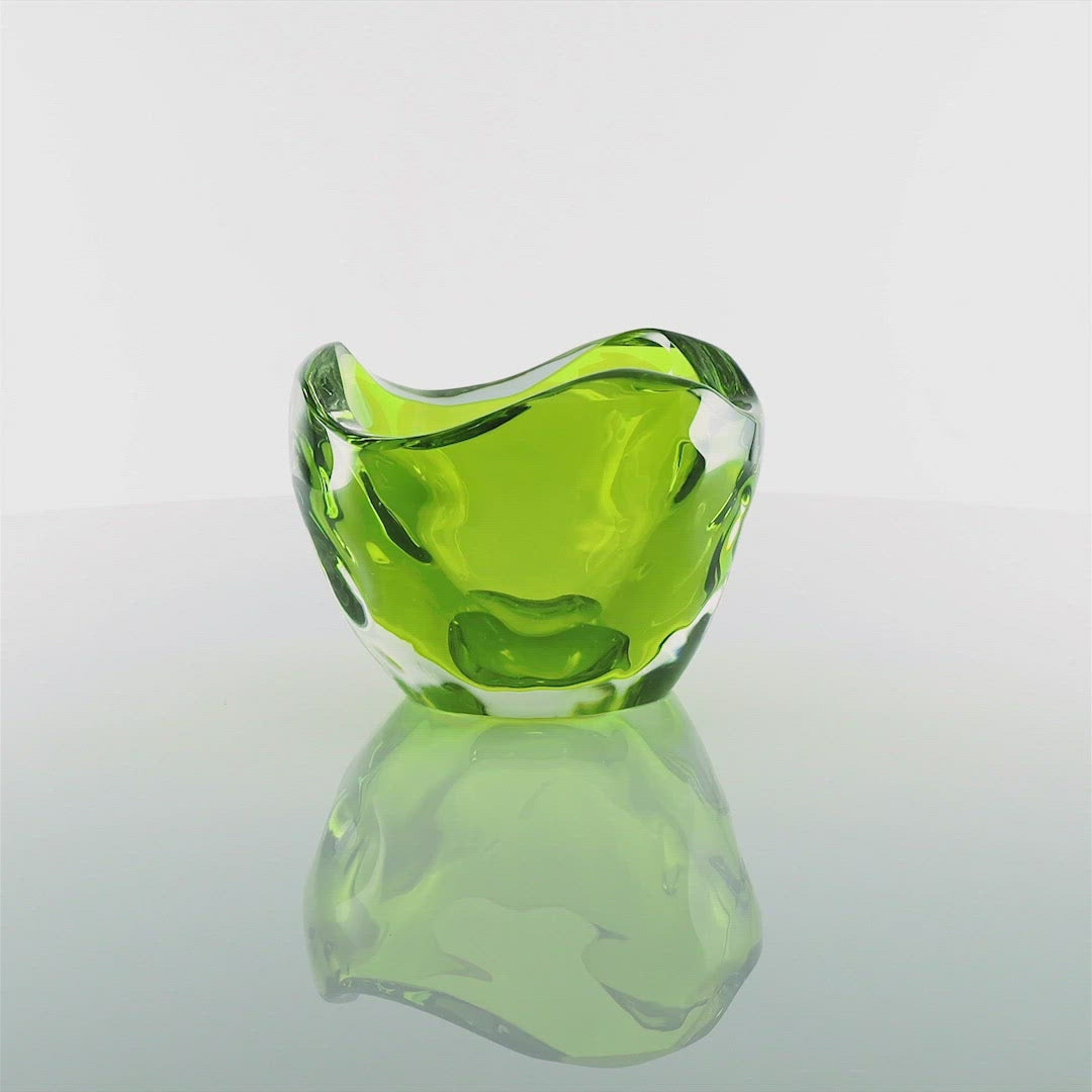 Carved Rim Free Form Bowl – David Reade Glass Art
